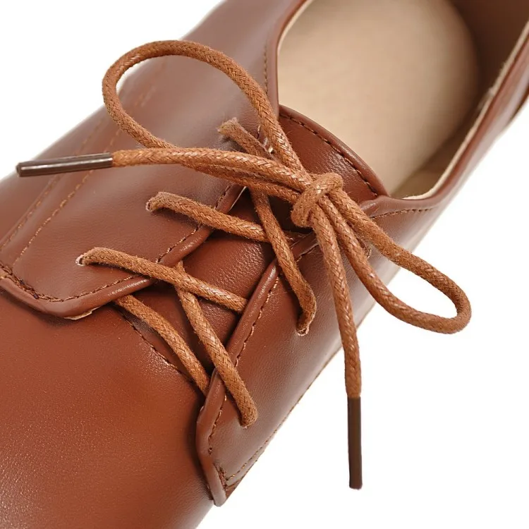 Women Oxford Flats Shoes Laces Up Boyfriend Style Shoes Durable High ...