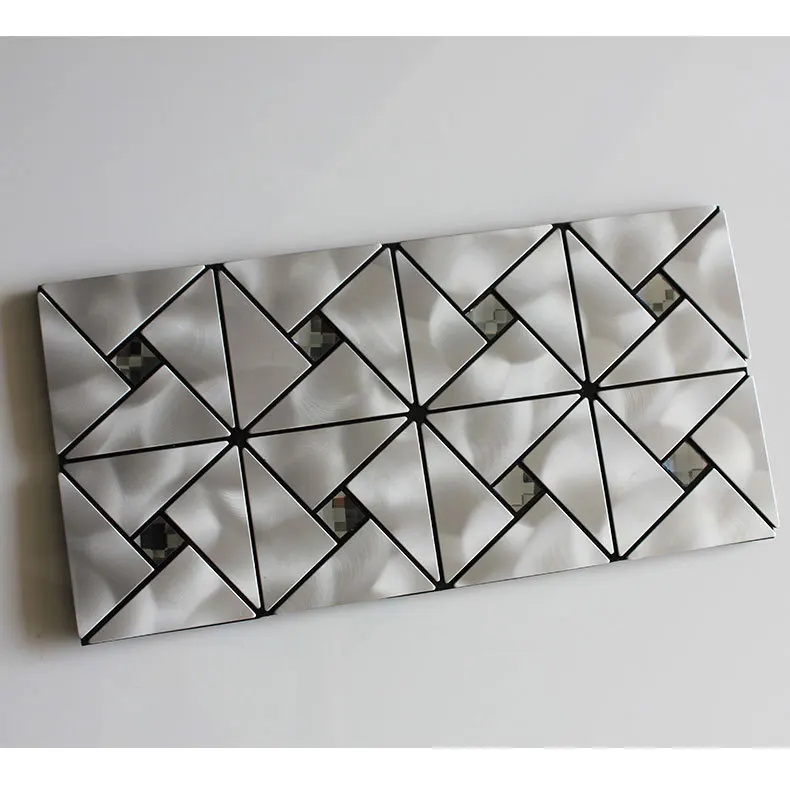 Gray Triangle Pattern Decorative Wall Tile Aluminium Crystal Glass ...