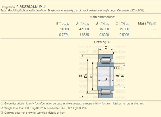 Cylindrical Roller Bearings for Sludge Pump F-553575.01