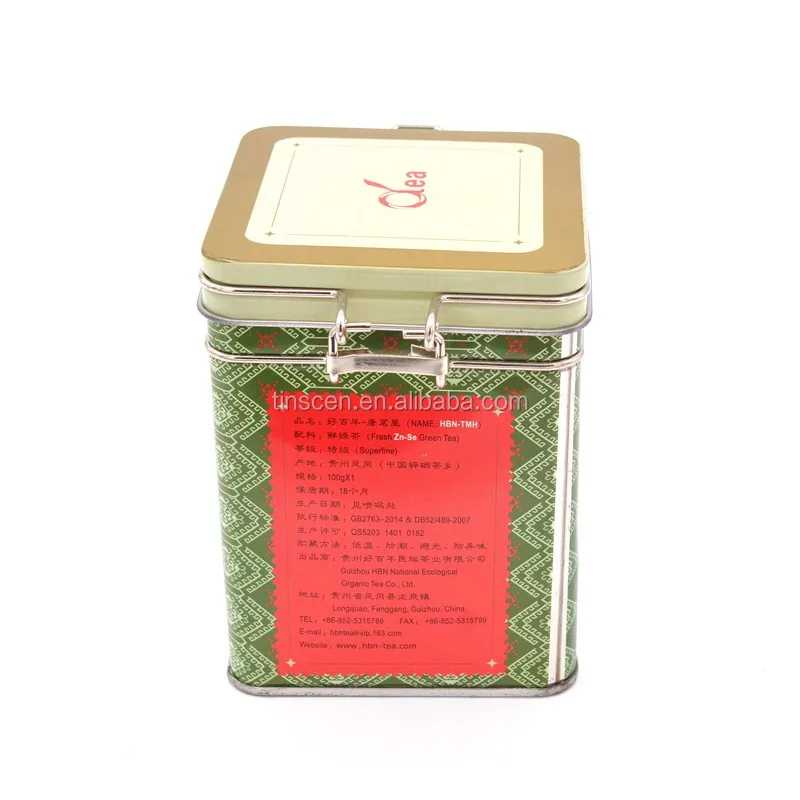 Custom Square Airtight Metal Tea Tin Box With Metal Clasp - Buy Square ...
