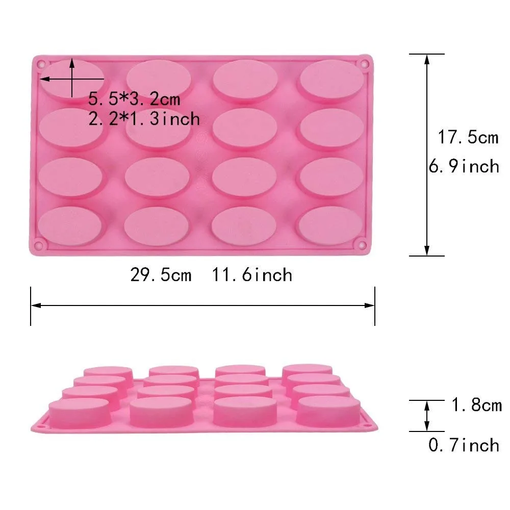 16 Cavity Oval Shaped Soap Making Mold Silicone For Soap - Buy Oval ...