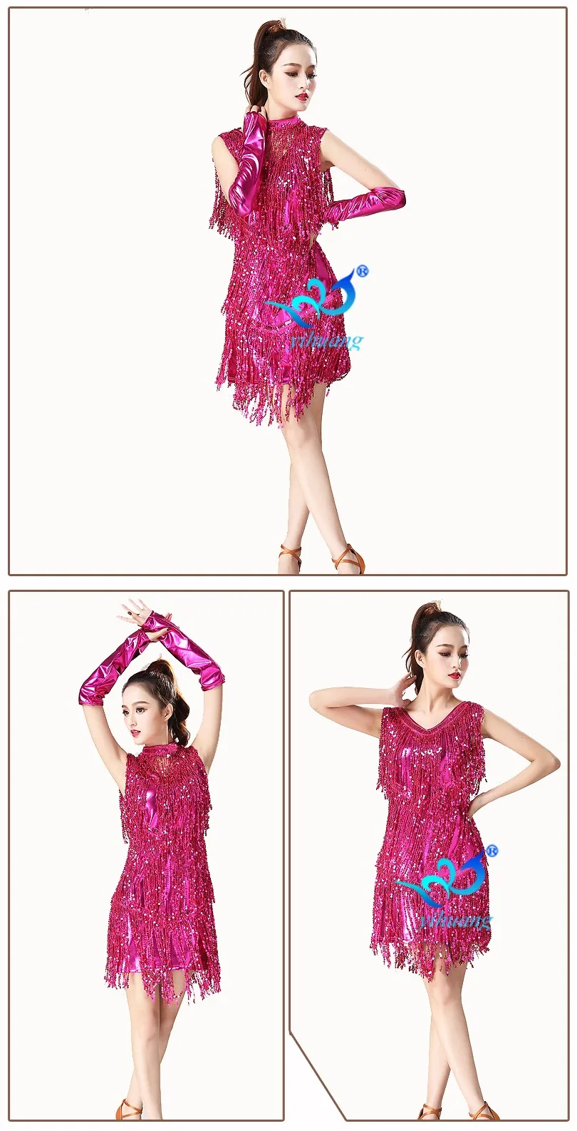 Fancy Clothing Tassels Sequins Dance Dress Sexy Costume Dancing Wear ...