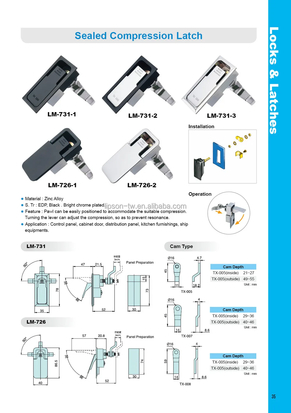 LM-726-2 Compression Lock - Secure Your Cabinet Efficiently