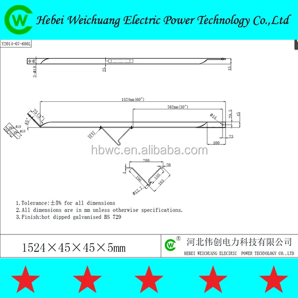 Tension / Straight Galvanized Steel Cross Arm,Alley Arm Crossarm Brace ...