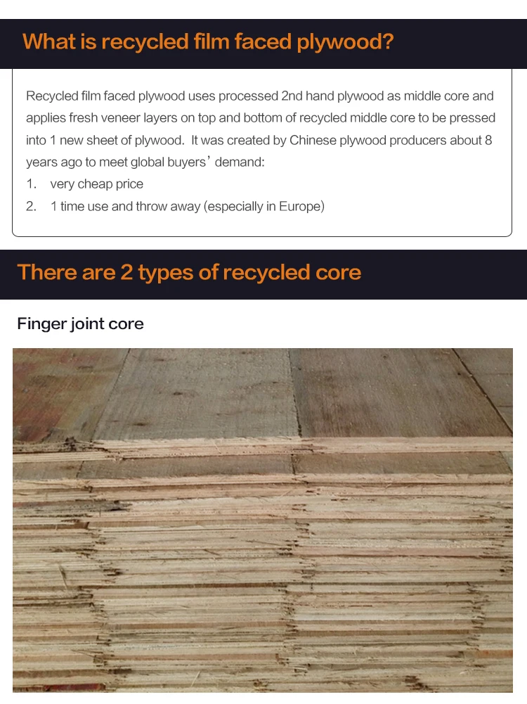 Recycled Finger Joint Wood Core Laminated Film Faced Plywood Board ...