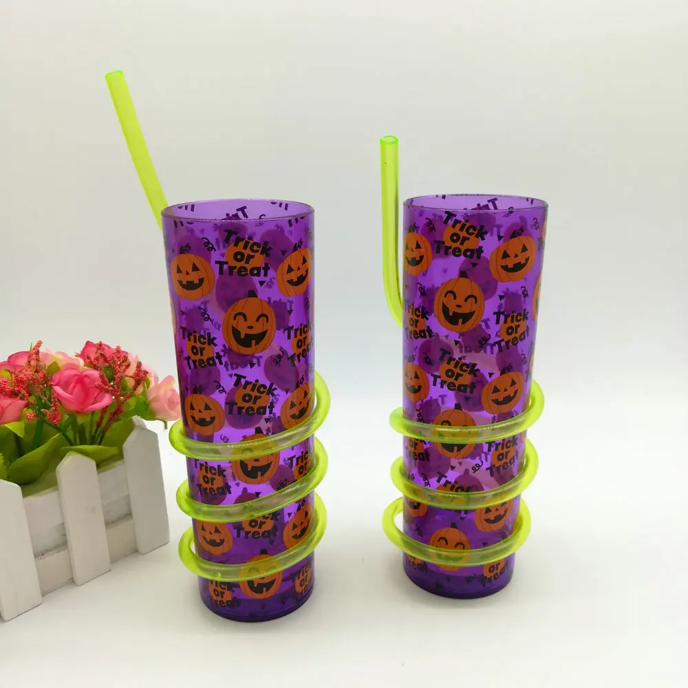 Lighted Straw Plastic Cup Lighted Swirly Straw Tumbler Led Flashing ...