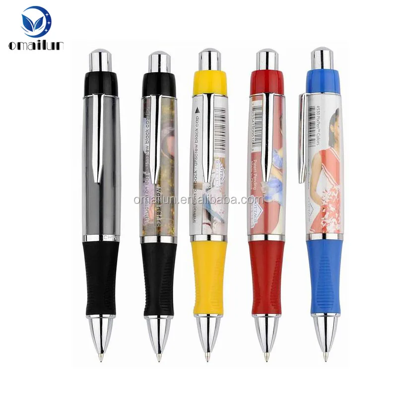 Promotional Clear Tube Full Printing Picture Paper Insert Inside Ball Pen