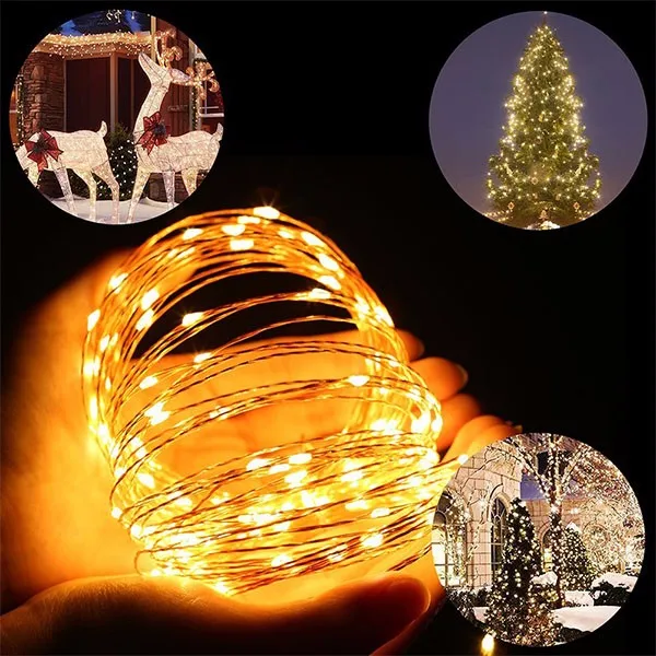 1m Led Copper Wire Lights For Christmas Button Battery 10leds/m Cr2032 ...