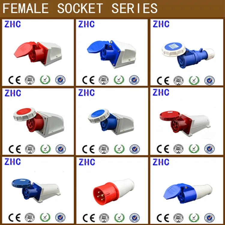 3 Phase 16a 32a 63a 125a 380v 4 Pin 5 Pin Industrial Male Female Plug ...