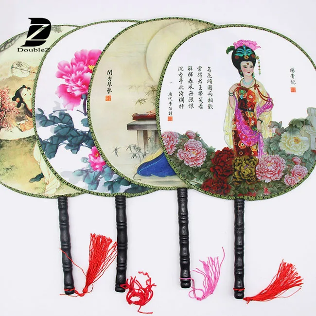 Chinese Traditional Palace Silk Cloth Circular Hand Fan - Buy Silk ...