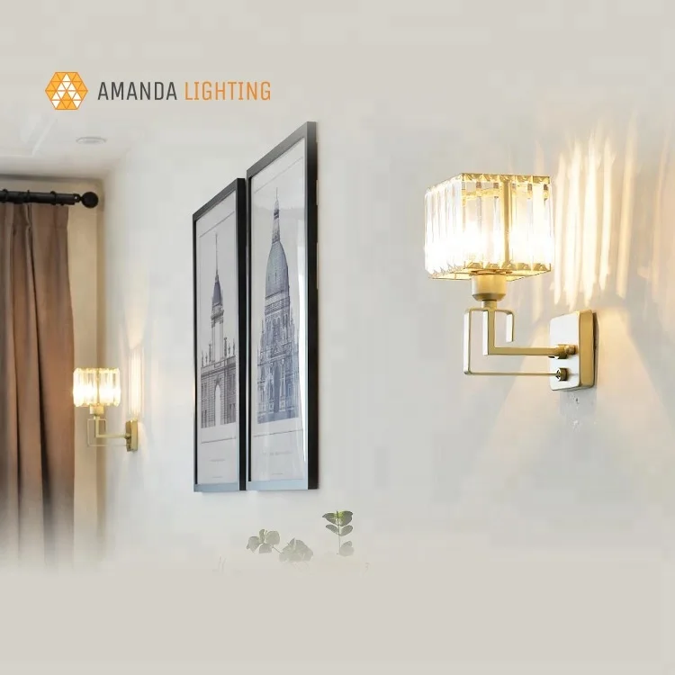 Modern European Hotel Wall Sconce For Bedroom Small Crystal Wall Lamp ...