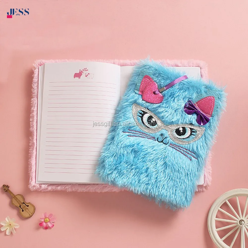 2019 Cartoon Cat Blue A5 Fluffy Plush Diary Notebook - Buy Fluffy ...