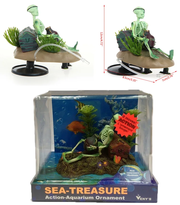 Drunk Skeleton Fish Tank Ornament Aquarium Air-operated Landscape ...