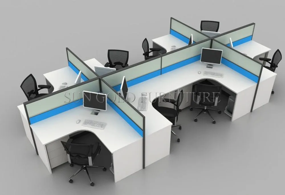 New Fashion Unique Style 3 Person Melamine Office Workstation/office ...