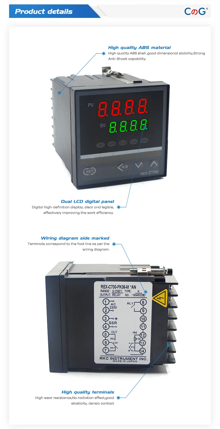 Rex-c700 72*72mm 800 Degree Dual Input K E J Pt100 0-10v 4-20ma Pid Output Ssr Relay 110v 220v ...