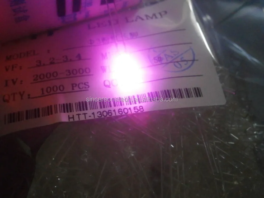 Led diode 3 MM round led in diode pink color water clear lenses 2000 ...