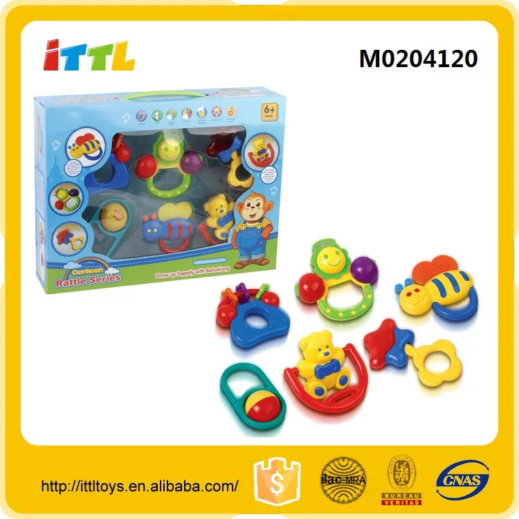 Soft Rubber Baby Rattle Bell Kids Rattle Set Toy Baby Sensory Teether ...