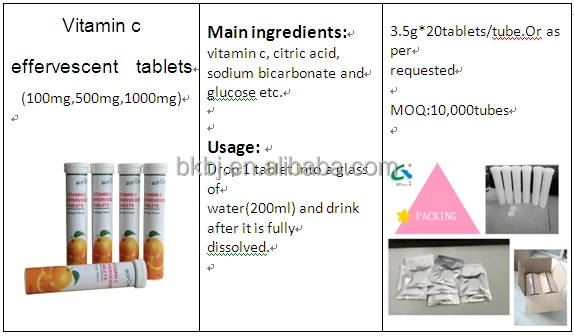 GMP Certified Vitamin C Effervescent Tablets for White Skin Health