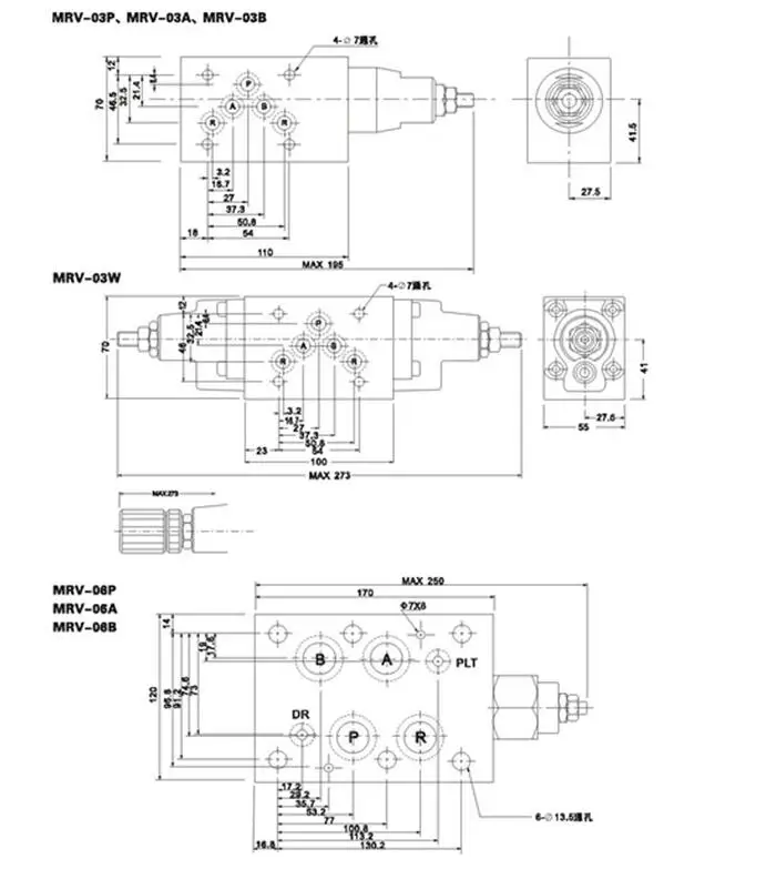 중첩 된 카운터 밸런스 밸브/MRV-03 04 06 02 A B W MRV-02P-3-B MRV-02P3-K-20coil 온도 ...