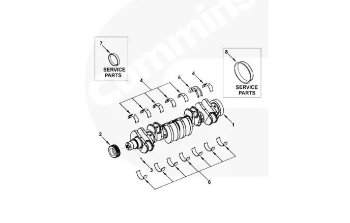6BT 6BT5.9康明斯Engien零件曲轴主轴承 (.020) 组3802072 4955861 3901092 3927774 ...
