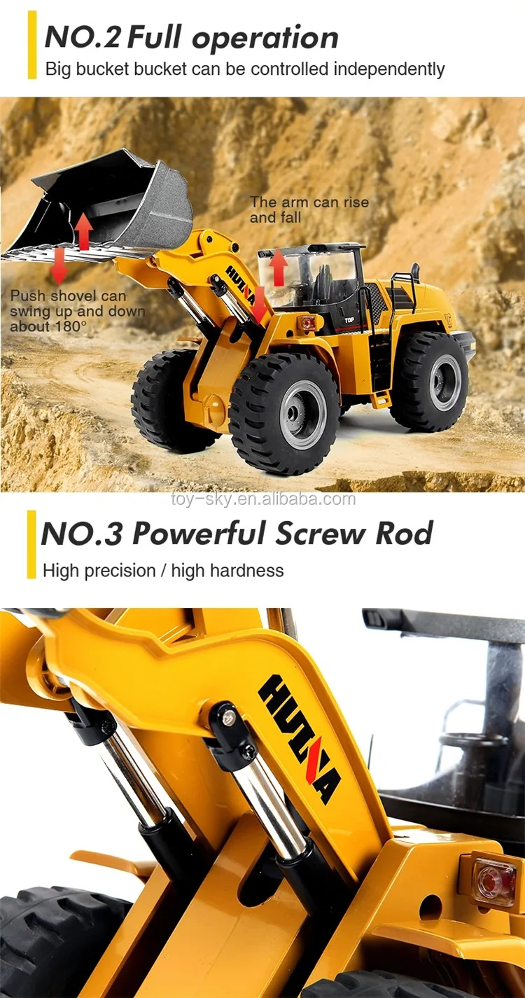 Huina 1583 10ch Electric Rc Bulldozer 1:14 Scale With Gift Packaging