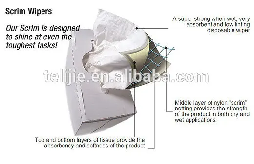 Wood Pulp Wiper With Grid Industrial Use Clean Products Less Chipping ...