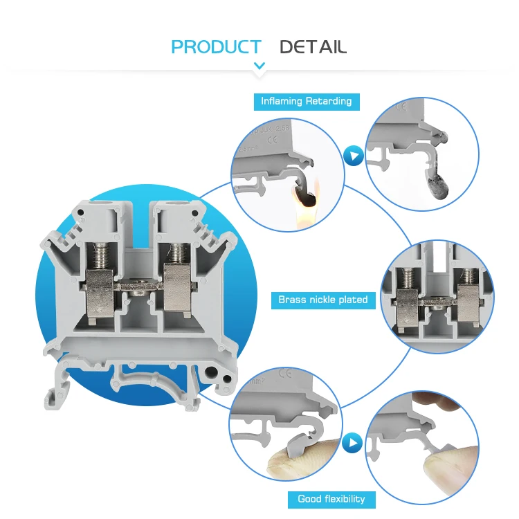 JUK 6N High Temperature Din Rail Mounted Terminal Blocks