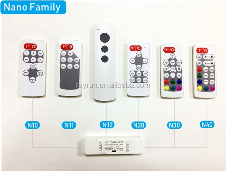 Rayrun Dc5-24v Rf Remote Rgbw Led Controller Nano Series N40 Ce Rohs ...