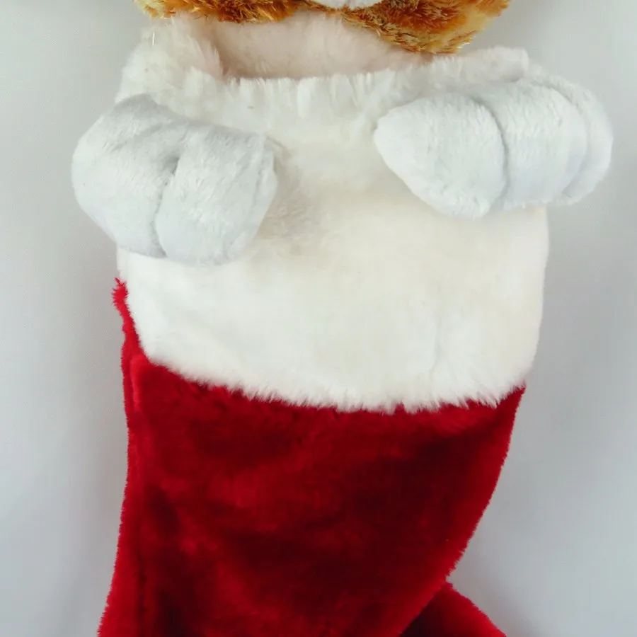F765 Cat Kitten Christmas Stocking Plush Stuffed Holiday Kitty Head ...