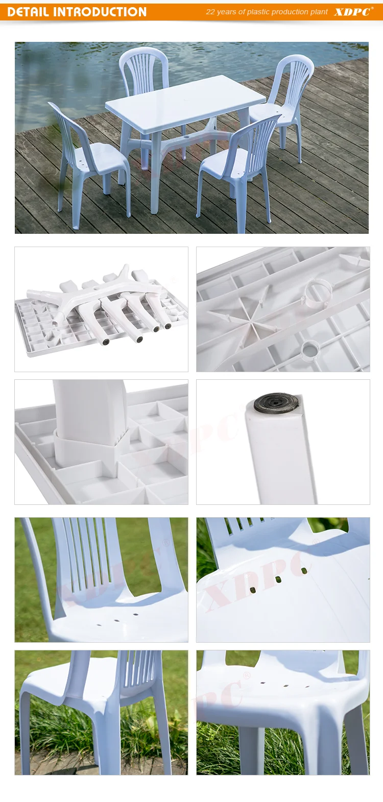 Modern Monoblock Stackable White Plastic Garden Chair - Customizable OEM