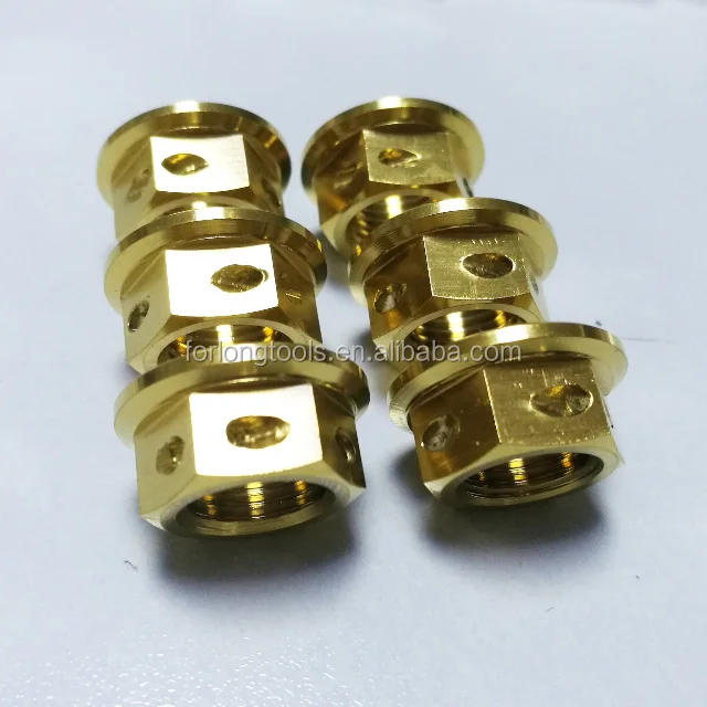 Gold Titanium Sprocket Nut M8 M10 M12 X 1.25mm Drilled For Lockwire ...