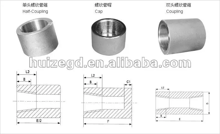 Stainless Steel Carbon Steel Bspt Npt Full Coupling Half Coupling ...