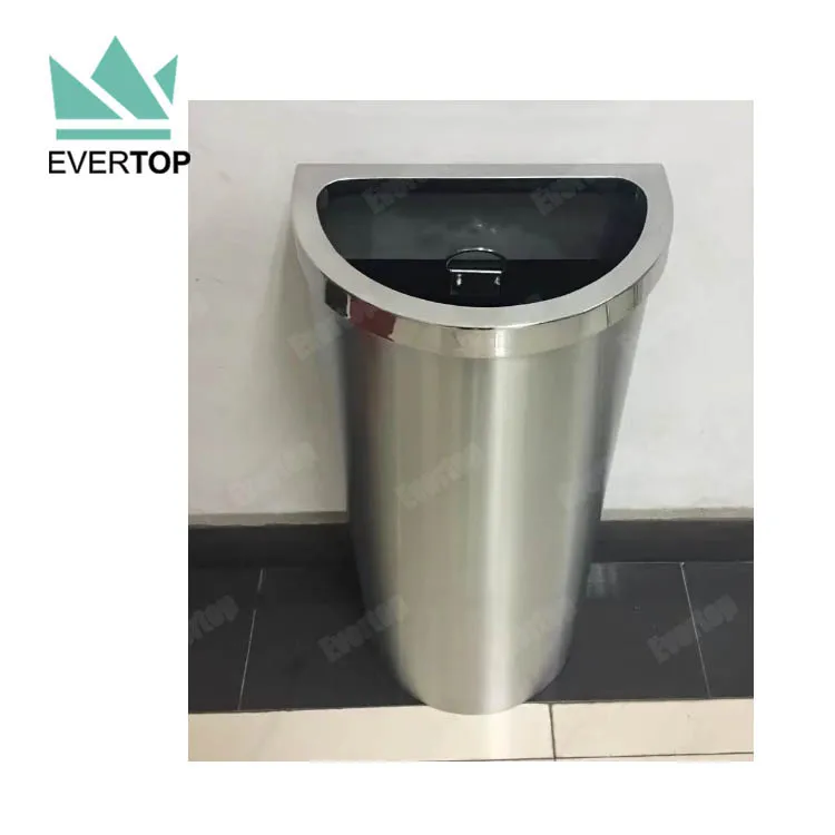 DB-51O Stainless Steel Half Round Trash Can Bin for Office & Indoor Use ...