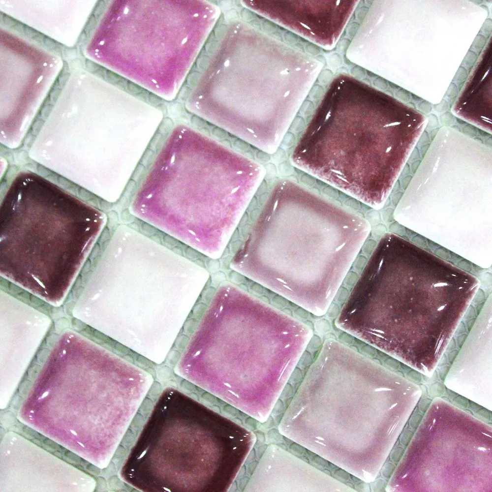 Factory Purple Mix White Glass Mosaic Tile For Kitchen Backsplash Wall ...