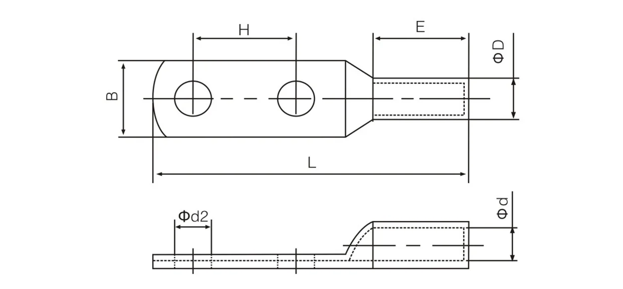 Copper Crimping Double Holes Cable Lug Terminal - 600v to 35kv