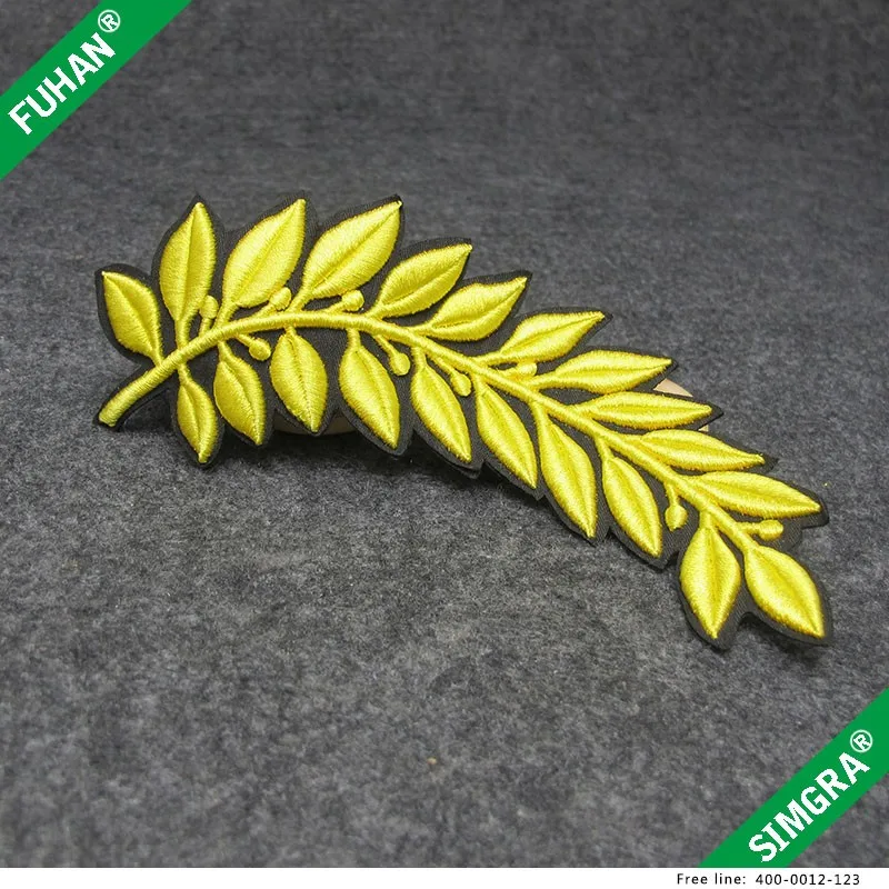 Newest Design Machine Made Gold Leaf Embroidery Bullion Wire Badges ...