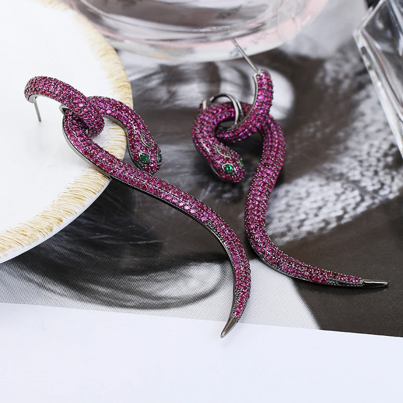 China Unique Jewelry Snake Earring Micro Pave Cubic Zirconia Designs ...