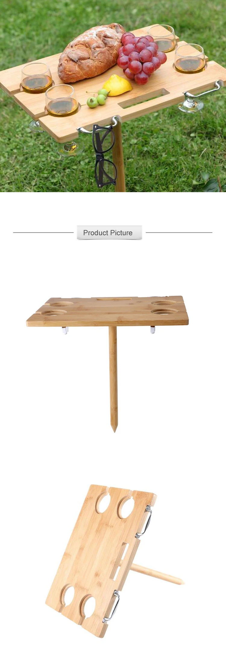 Bamboo Portable Wine And Snack Table For Picnic Outdoor On The Beach ...