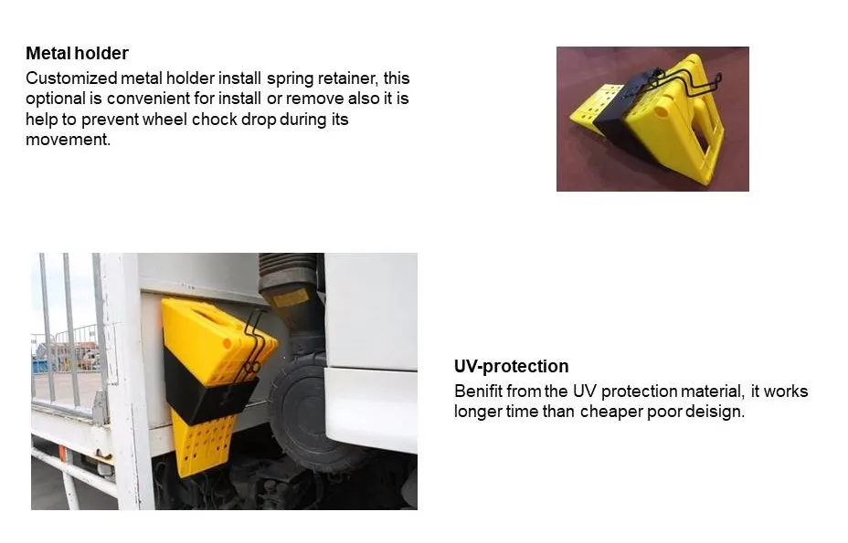 Hdpe Plastic Wheel Truck Car Tire Chock Stopper With Steel Holder - Buy ...