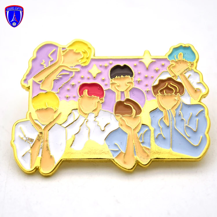 Korean Group Bts Soft Enamel Pin Kpop Enamel Badge Pin Teamwork Glitter ...