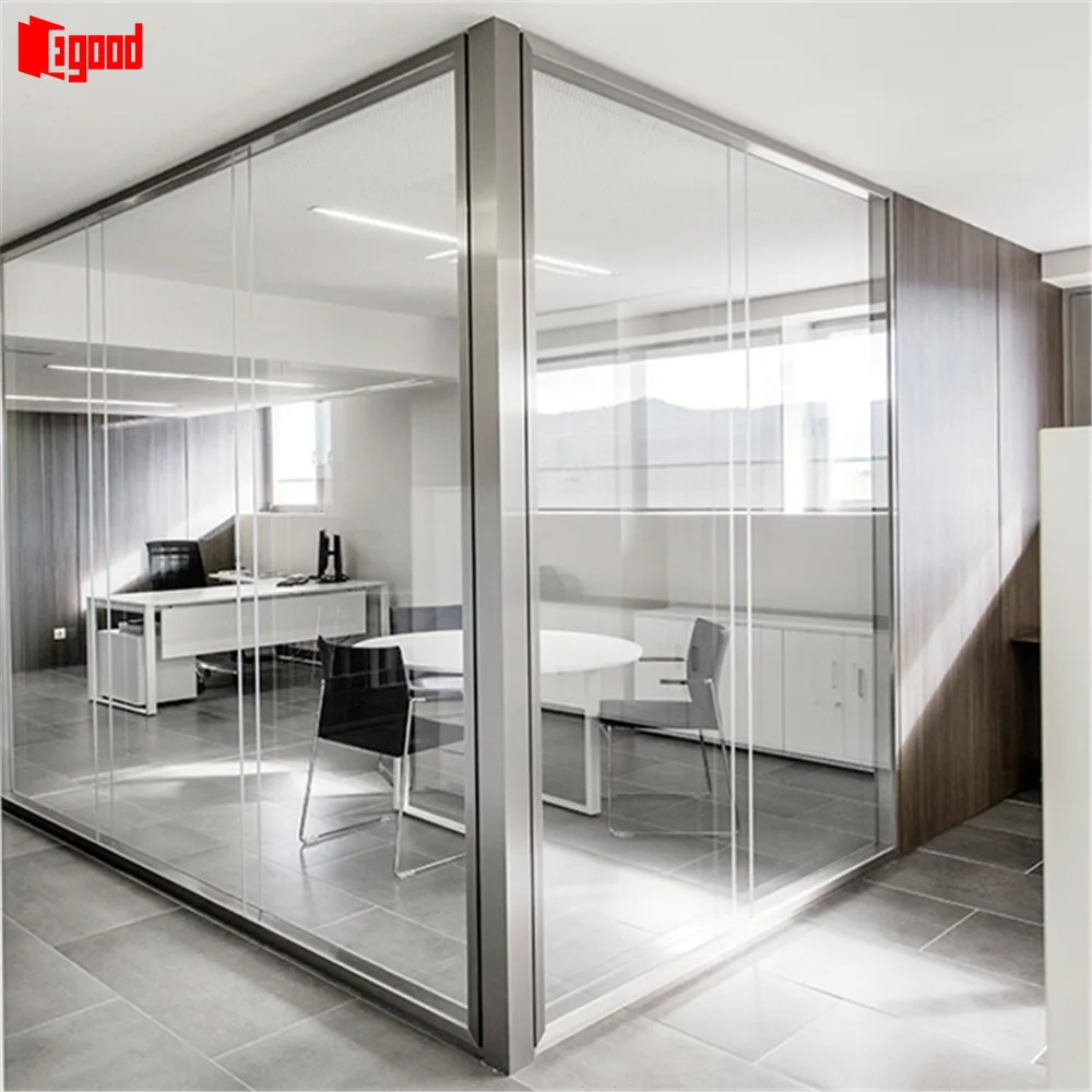 Full View Office Wall Partition Double Layer Glass Without Aluminum Partition Type - Buy Double ...