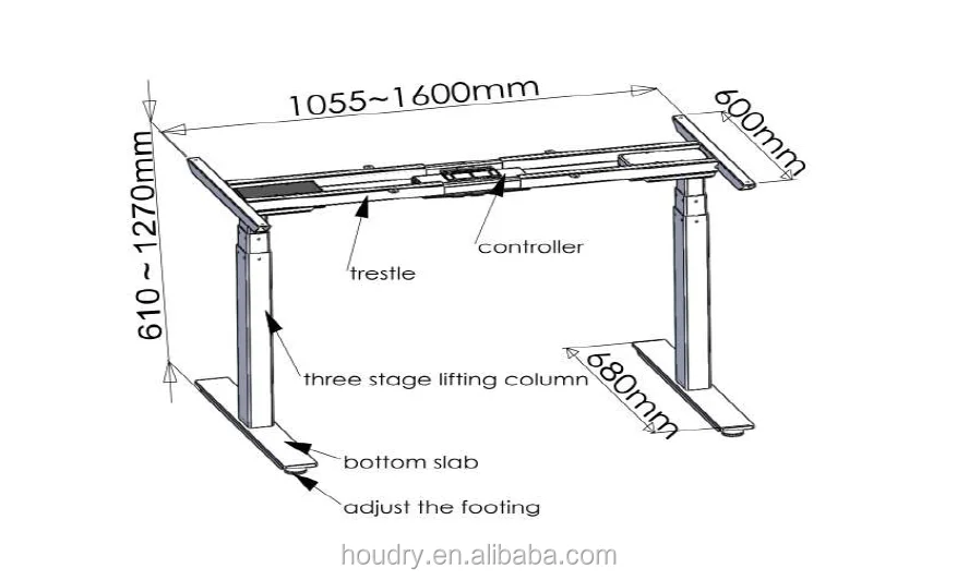 Commercial Furniture Height Adjustable Desk Parts Electric Standing ...