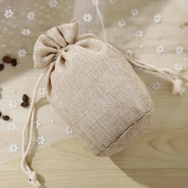Custom Small Cheap Plain Burlap Drawstring Coffee Bag Round Bottom ...