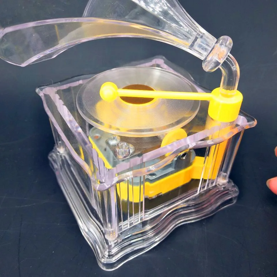 Acrylic Mini Record Player Music Box Decoration With Light - Buy ...