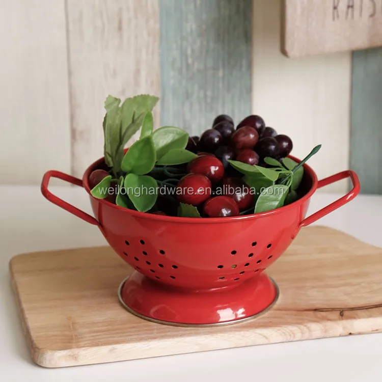 Kitchen Bright Color Galvanized Metal Fruit Colander Vegetables Basket ...