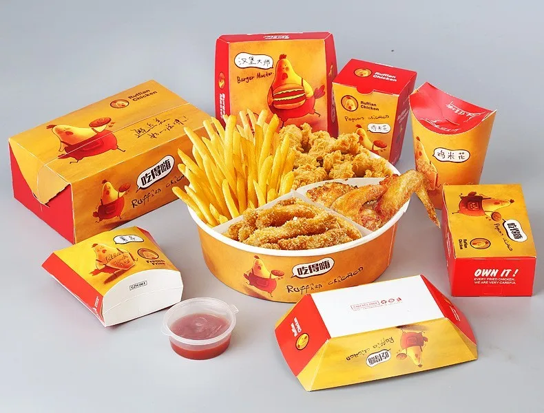 Yilucai Disposable Printing Foldable Food Fried Chicken French Fries ...