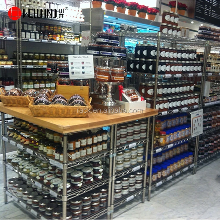 4 Tiers Grocery Display Wire Rack,Stackable Canned Food Rack Organizer ...