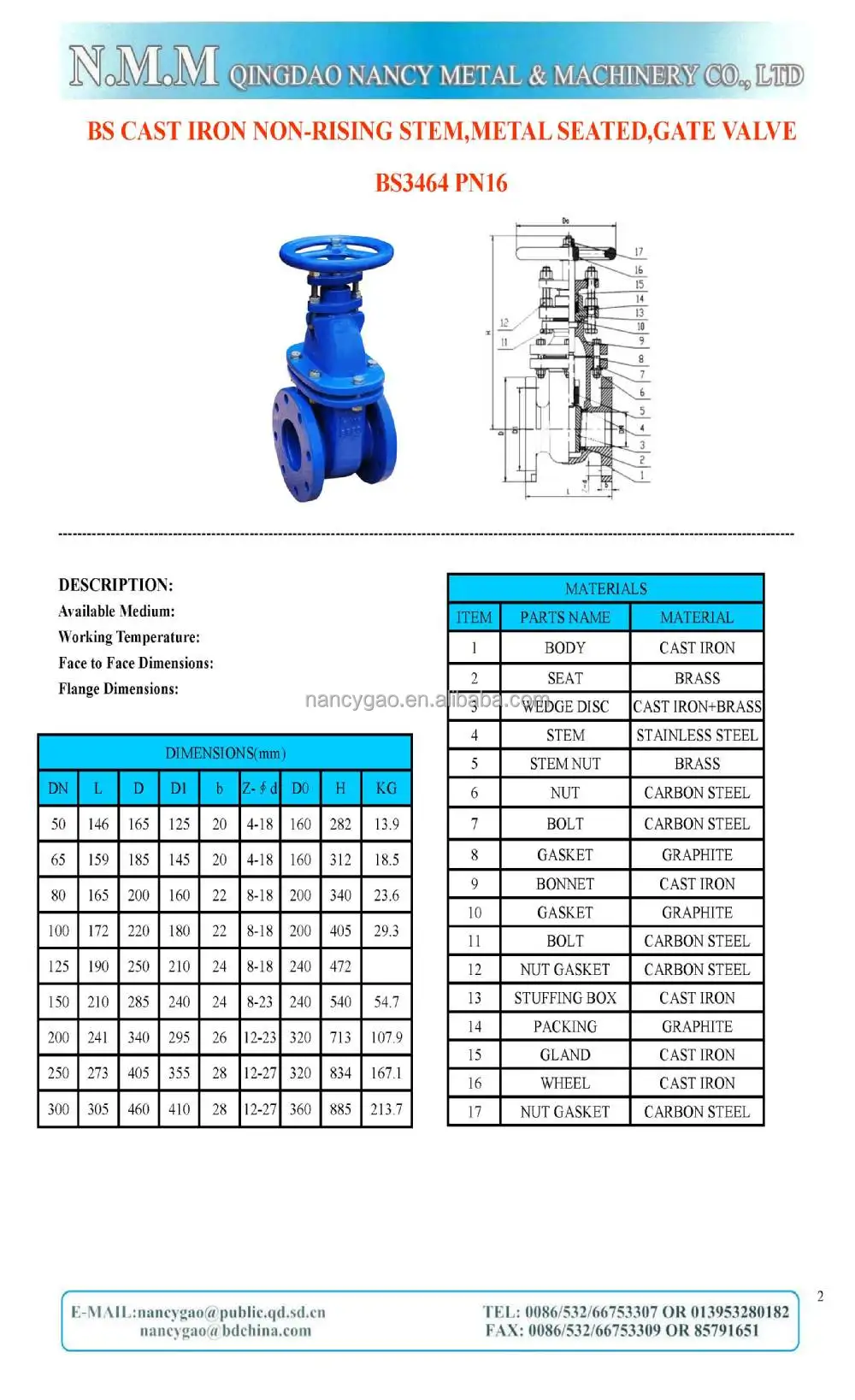 Cast Iron BS3464 Non-Rising Stem Gate Valve, PN10, Z45T-10