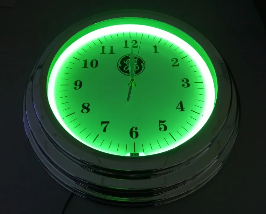 Round Plastic Neon Light Wall Clock For Home - Buy Plastic Neon Wall ...