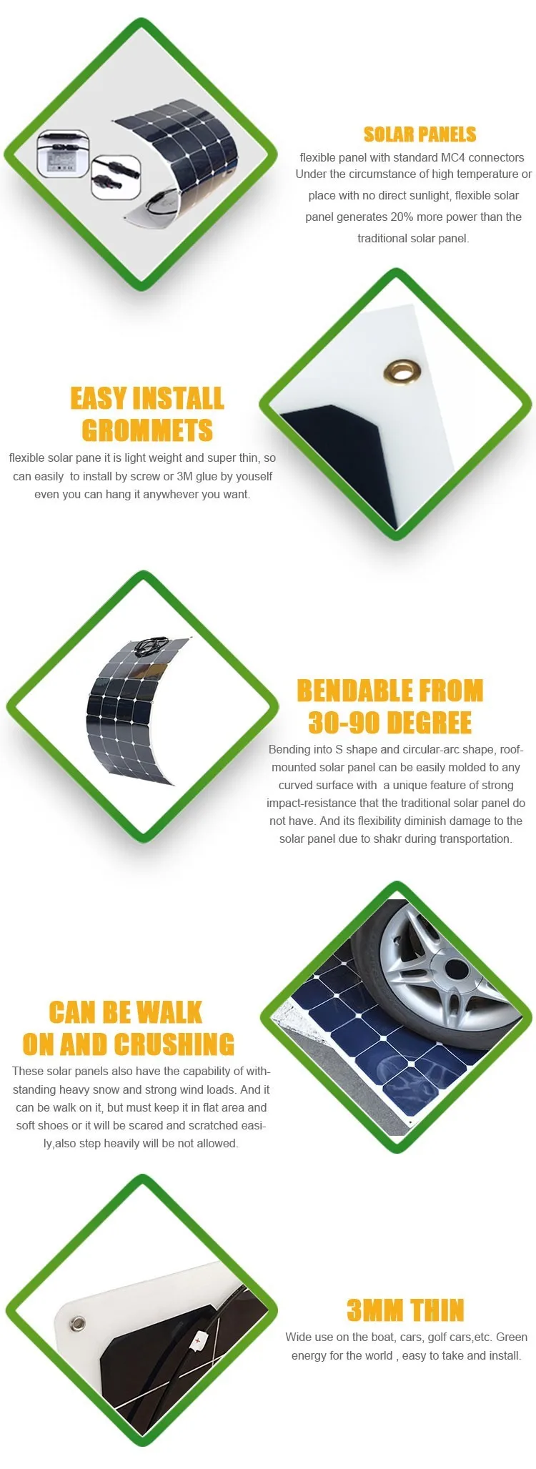 100watt 12v Most Efficient Flexible Bifacial Solar Panel Electric Car ...